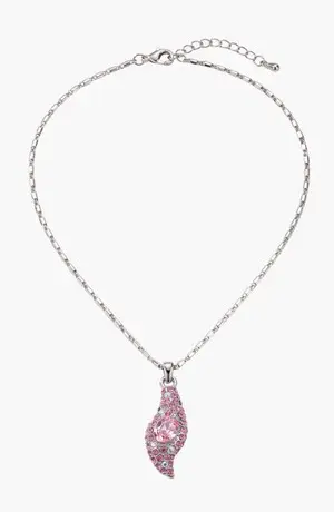MODENAIRE Crystal Floral Pendant Necklace - Fuchsia