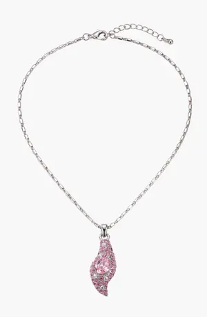 MODENAIRE Crystal Floral Pendant Necklace - Fuchsia