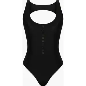 ODDLI Button One Piece" Plaid Swimsuit - Black