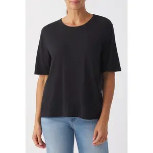 FRANNE GOLDE Slub Jersey Crew Neck Tee - Black