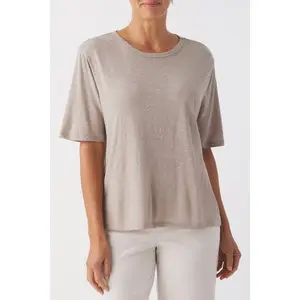 FRANNE GOLDE Slub Jersey Crew Neck Tee - Sand