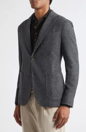 Eleventy Single-breasted Soft Slim Fit Jacket In Cashmere And Silk
