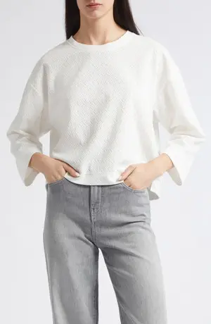 Emporio Armani Crewneck Chevron Jacquard Sweater - Ivory