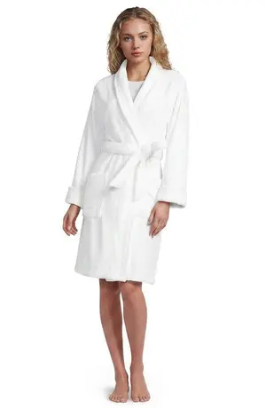 LANDS' END Soft Terry Long Sleeve Knee Length Robe - White