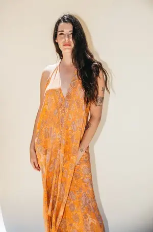 SUN CHILD Classic Silk Maxi Dress