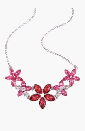 MODENAIRE Floral Crystal Statement Necklace