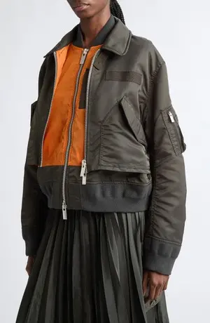 Sacai Layered Nylon Twill Bomber Jacket