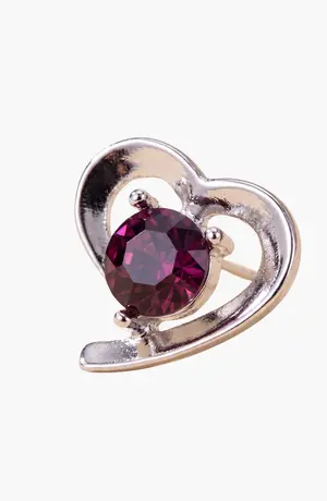 MODENAIRE Heart Shaped Gem Accent Stud Earrings