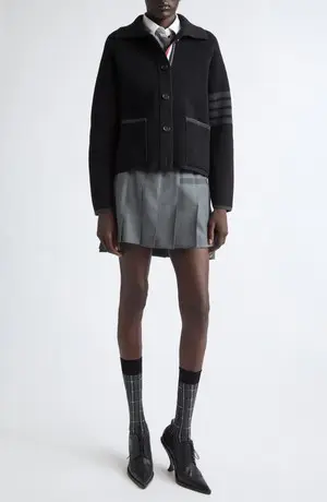 Thom Browne Double Face Pique Stitch Cardigan