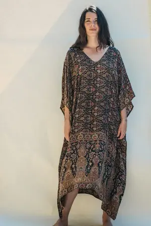 SUN CHILD Long Caftan Zuma - Navy