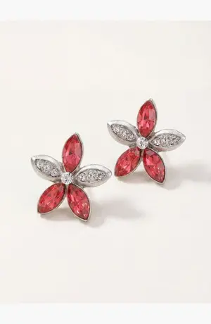 MODENAIRE Elegant Crystal Flower Stud Earrings