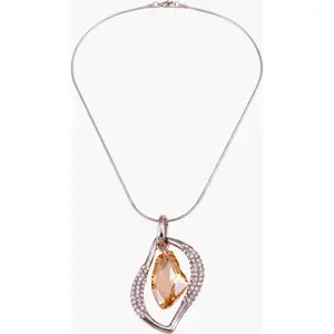 MODENAIRE Crystal Open Frame Pendant Necklace - Silver