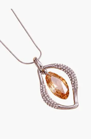 MODENAIRE Crystal Open Frame Pendant Necklace