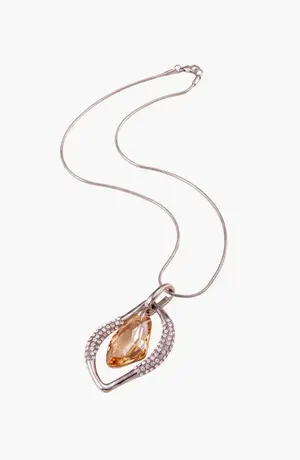 MODENAIRE Crystal Open Frame Pendant Necklace