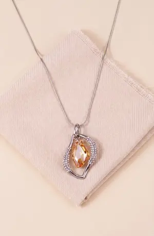 MODENAIRE Crystal Open Frame Pendant Necklace