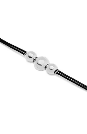 UNODE50 Sterling -plated Leather Bracelet With Three Central Balls