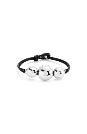 UNODE50 Sterling -plated Leather Bracelet With Three Central Balls - Silver