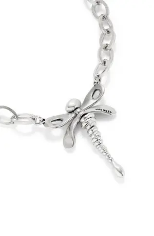 UNODE50 Sterling Plated Chain Necklace With Central Dragonfly