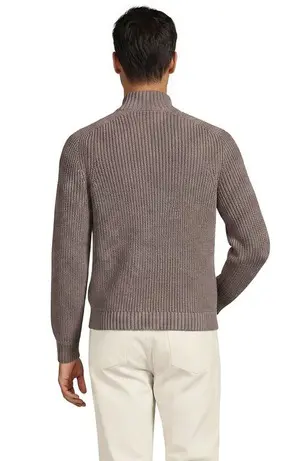 LANDS' END Long Sleeve Drifter Full Zip Cardigan Sweater - Light Bark Heather