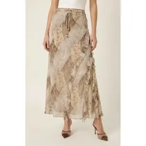 MODENAIRE Midi Ruffle Skirt - Tan