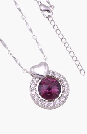 MODENAIRE Round Heart Accent Pendant Necklace
