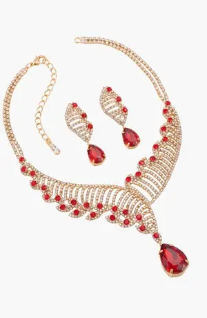 MODENAIRE Crystal Helix Necklace And Earring Set
