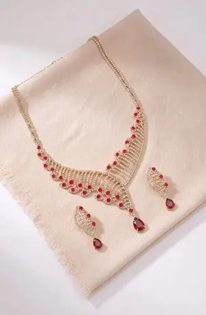 MODENAIRE Crystal Helix Necklace And Earring Set