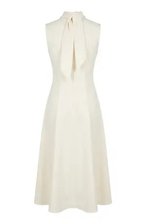 MODENAIRE High Neck Sleeveless Midi Dress With Tie Detail