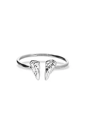 UNODE50 Sterling -plated Rigid Bracelet With Wing Detail - Silver