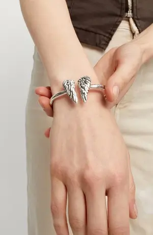 UNODE50 Sterling -plated Rigid Bracelet With Wing Detail