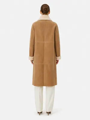 MINE BILGI Symphony Merino Shearling Double-breasted Long Coat