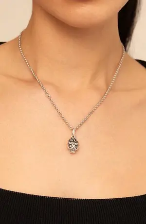 UNODE50 Sterling Plated Skull Charm Pendant