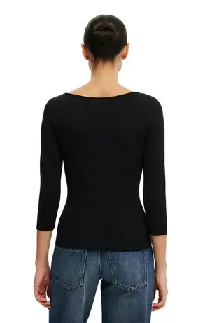 COTTON ON Close Knit Boat Neck Long Sleeve Top - Black