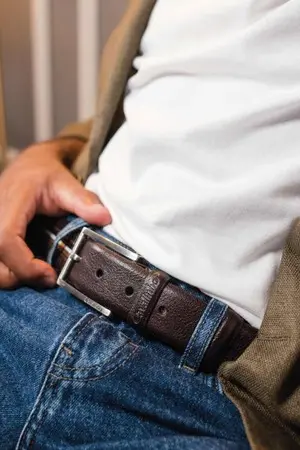 CAVALINHO Leather Belt With Stripe Detail