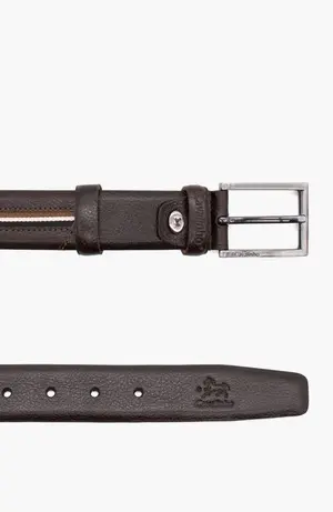 CAVALINHO Leather Belt With Stripe Detail