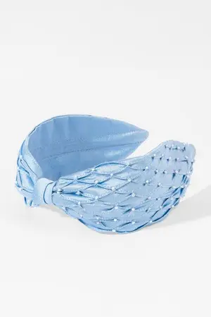 HAIR DRAMA CO. Pin Tuck Knotted Headband - Blue