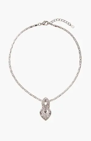 MODENAIRE Crystal Heart Pendant Necklace - Silver Tone