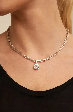 UNODE50 Sterling -plated Charm With Pink Crystal