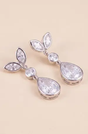 MODENAIRE Crystal Leaf-inspired Drop Earrings
