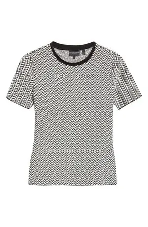 Emporio Armani Geometric Jacquard Jersey Tee - Solid Black
