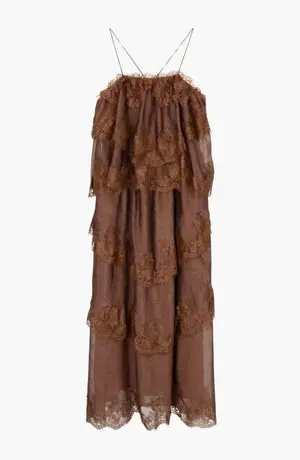 MODENAIRE Sleeveless Lace Tiered Maxi Dress