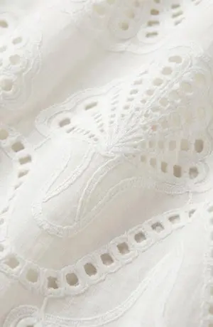 MODENAIRE Scalloped Eyelet Shirt With Coastal Shell Motif