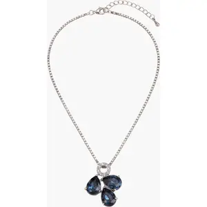 MODENAIRE Teardrop Trio Cluster Pendant Necklace - Sapphire