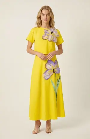 MODENAIRE Floral Embroidered Two-piece Set