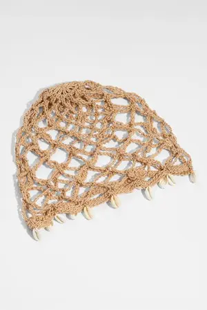 HAIR DRAMA CO. Sun-kissed Shell Veilcrochet Beanie