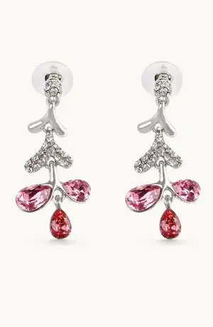 MODENAIRE Elegant Sparkling Gem Drop Earrings - Pink