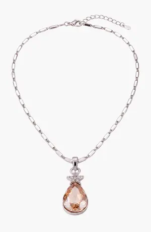 MODENAIRE Topaz Teardrop Star Pendant Necklace - Silver