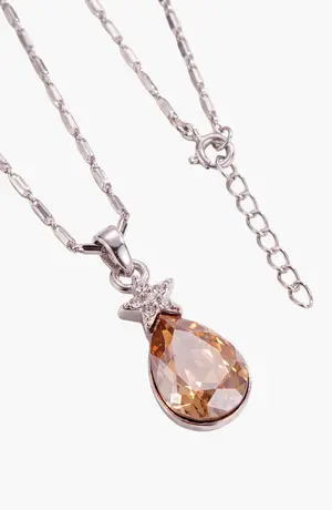 MODENAIRE Topaz Teardrop Star Pendant Necklace