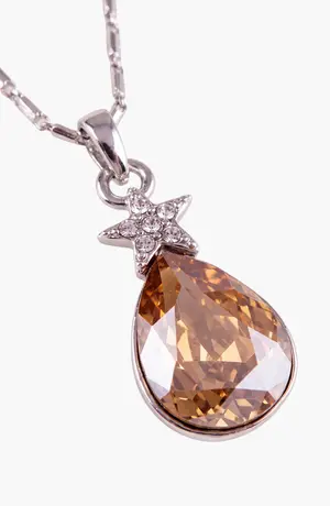 MODENAIRE Topaz Teardrop Star Pendant Necklace