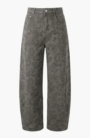 MODENAIRE Textured Floral Wide Leg Pants
